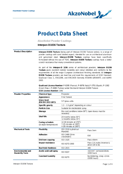 Interpon D1036 Textura Products Data Sheet | RYNO | NBS Source