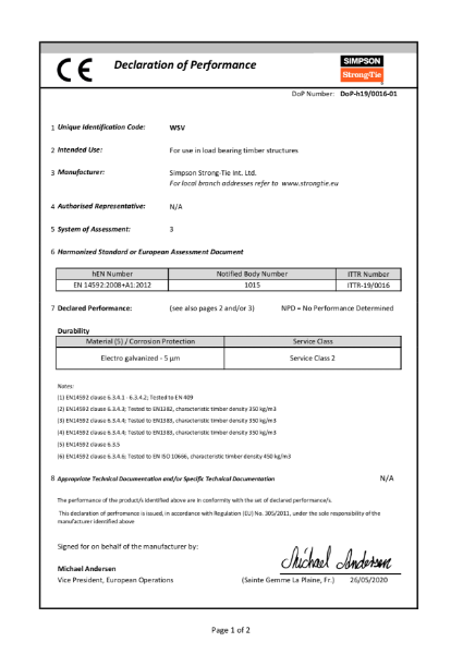 Declaration of Performance DoP-h19/0016-01 | Simpson Strong-Tie | NBS ...