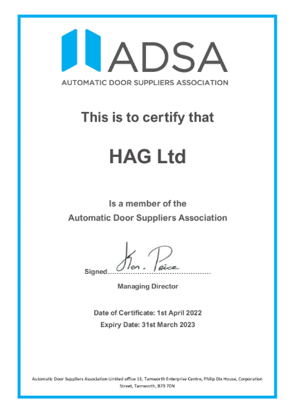ADSA Membership | HAG Ltd. - The Door Specialists | NBS Source