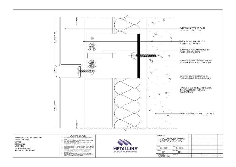 Unity A2 DF-02 Technical Drawing | Metalline Architectural Fabrications | NBS Source