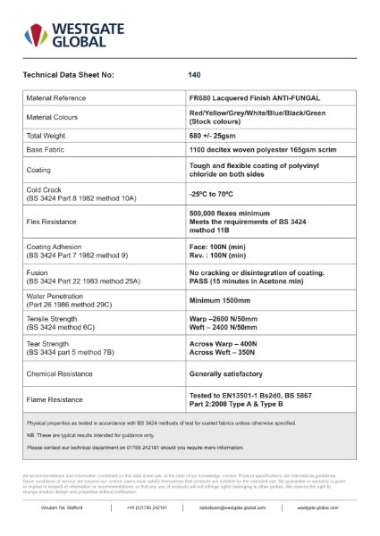 FR680 Technical Data Sheet | NBS Source