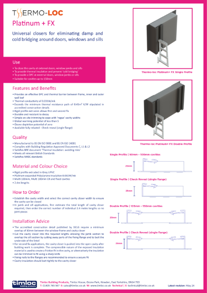 Timloc Building Products Thermo-loc Platinum + FX Datasheet | NBS Source