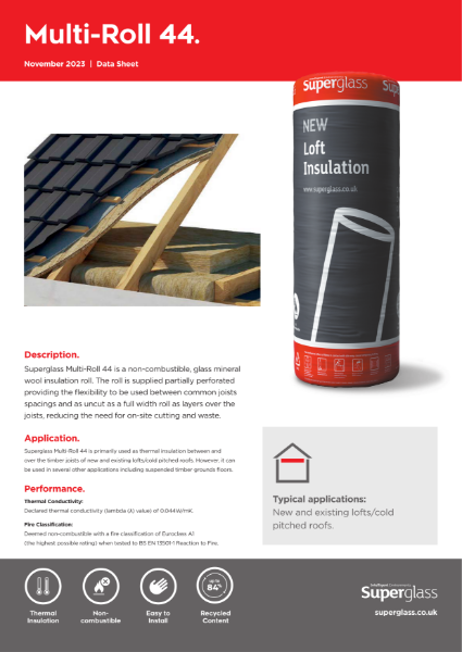 Superglass Multi-Roll 44 Loft Insulation - Datasheet | NBS Source