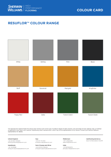 Colour Chart - Resuflor epoxy coatings, self levellers and screeds ...
