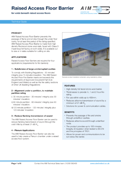 AIM Raised Access Floor Barrier Technical Guide 2022 | NBS Source