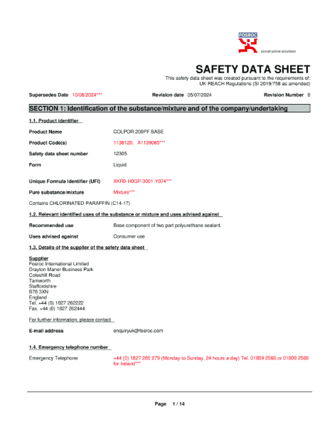 Colpor 200PF Base Safety Datasheet | NBS Source