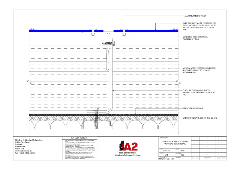 Unity A2 TF-01 Technical Drawing | Metalline Architectural Fabrications | NBS Source