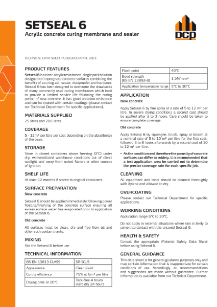 Setseal 6 April 2011 | Don Construction Products Ltd | NBS Source
