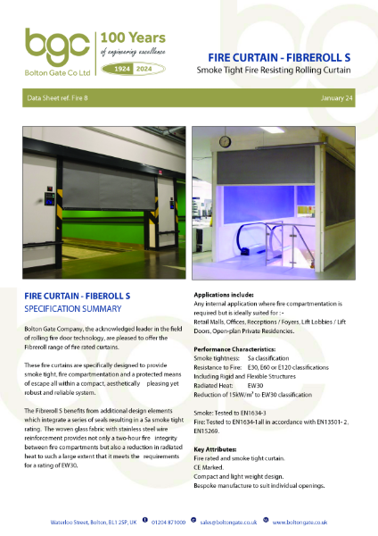 Fire Curtain - Fibreroll S - Smoke Tight Fire Resisting Rolling Curtain ...