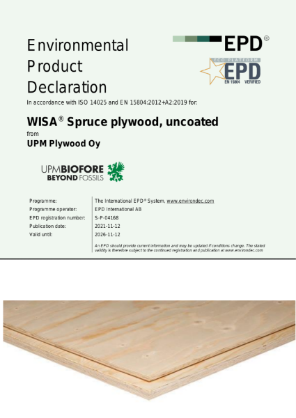 Environmental Product Declaration | UPM Plywood | NBS Source