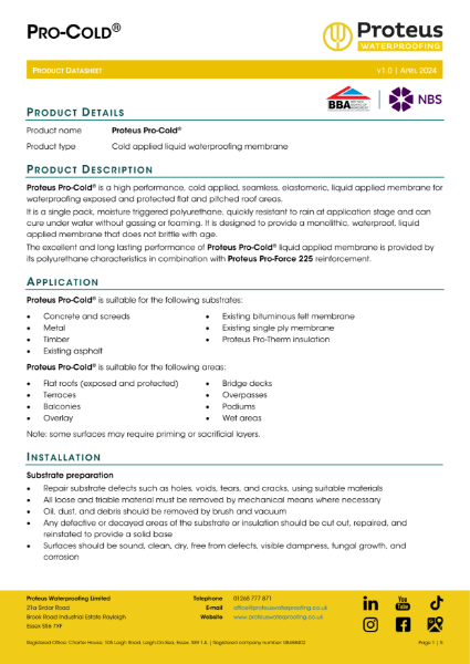 Proteus Pro-Cold Membrane - Waterproofing Liquid Applied Membrane ...