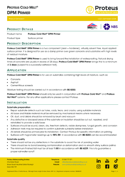 Product Data Sheet Cold Melt® Dpm Primer Nbs Source