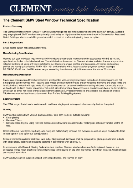 Clement SMW steel window technical specification | Clement Windows ...