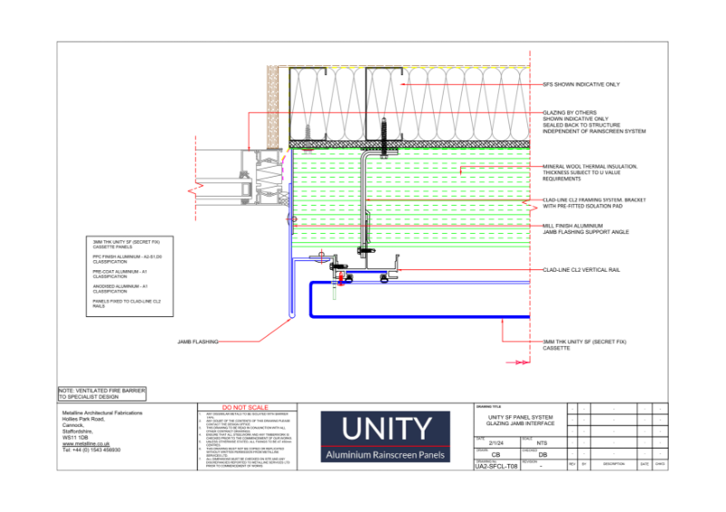 Unity A1 SF-08 Technical Drawing | Metalline Architectural Fabrications | NBS Source