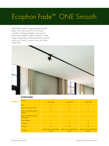 Ecophon Fade™ ONE Smooth | Saint-Gobain Ecophon | NBS Source