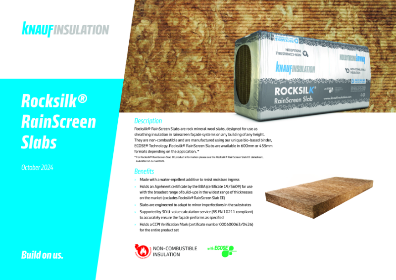 Knauf Insulation Rocksilk® RainScreen Slab - Product Datasheet | NBS Source