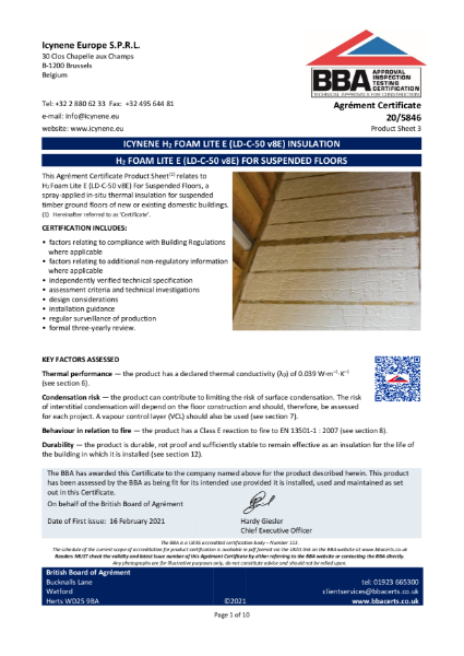 H2Foam Lite E Suspended Floors - BBA Certificate | Huntsman Building Solutions | NBS Source