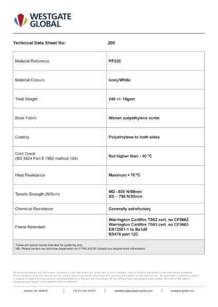 PP230 Technical Data Sheet | NBS Source
