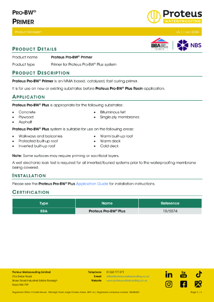 Product Data Sheet -Pro-Prime® BW | NBS Source