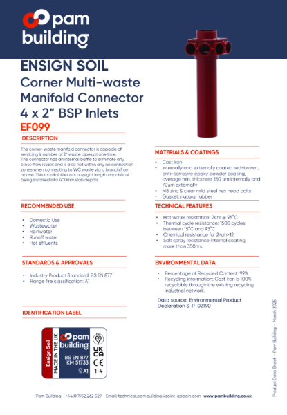 EF099 - Corner Multi-Waste Manifold - v25 | NBS Source