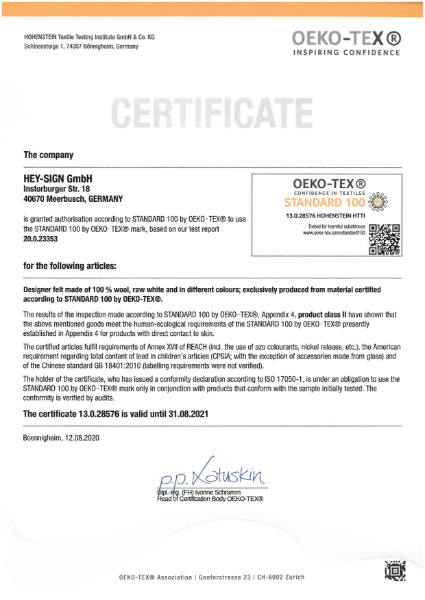 OEKO-TEX Certificate | Acoustics Agency | NBS Source
