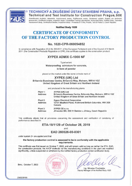 Certificate of Conformity of Factory Production Control | SMR PROJECTS ...