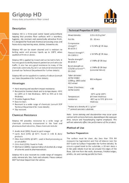 Griptop HD TDS | Don Construction Products Ltd | NBS Source