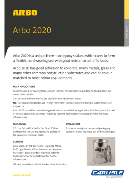 ARBO 2020 Data Sheet | Carlisle Construction Materials Limited | NBS Source
