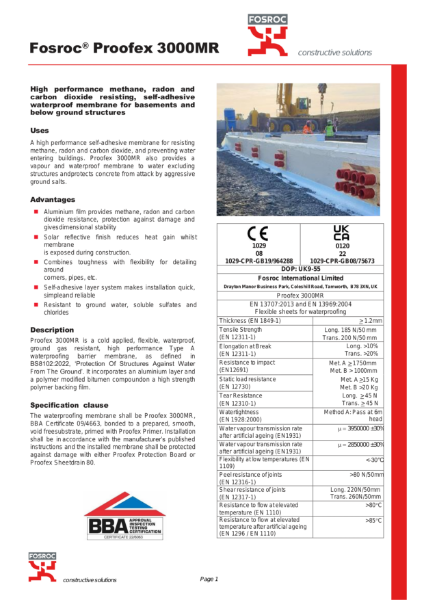 Proofex 3000MR Technical Datasheet | Fosroc International Limited | NBS ...