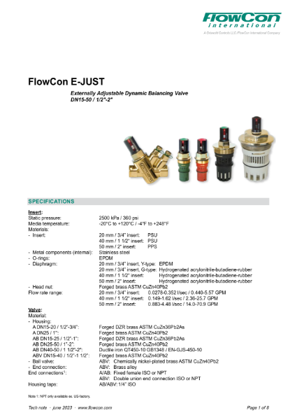 FlowCon E-Just Automatic Balancing Valve | NBS Source