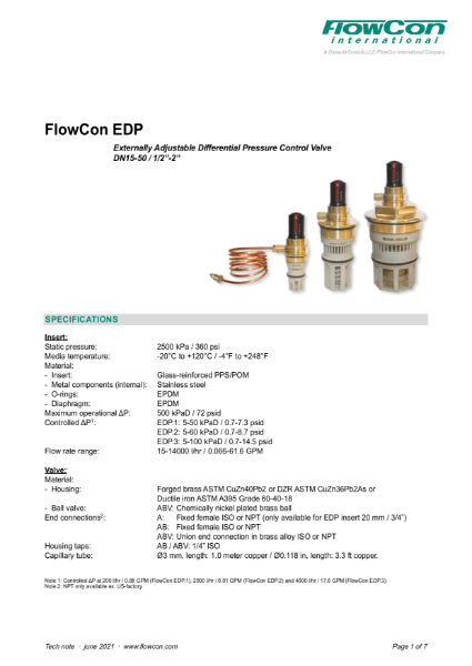 FlowCon EDP Differential Pressure Control Valve | FLOCONTROL LTD | NBS ...