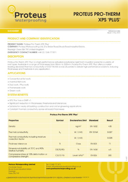 Proteus Pro-Therm XPS Plus | Proteus Waterproofing | NBS Source