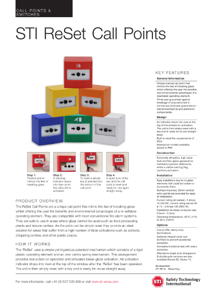 STI ReSet Call Points | Safety Technology International Ltd | NBS Source