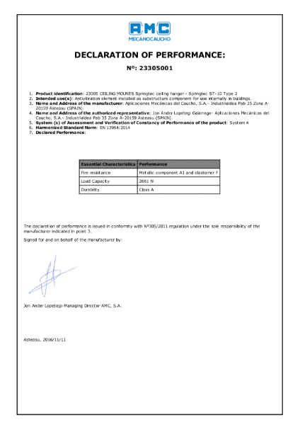 DECLARATION OF PERFORMANCE N 23305 | AMC Mecanocaucho ® | NBS Source