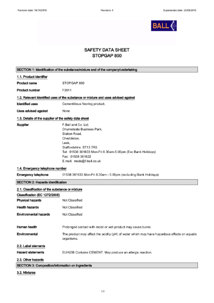 Stopgap 800 Wearcoat SDS | NBS Source