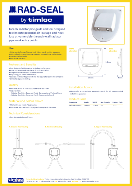 Rad-Seal Radiator Pipe Guide & Seal - Face-Fix | NBS Source