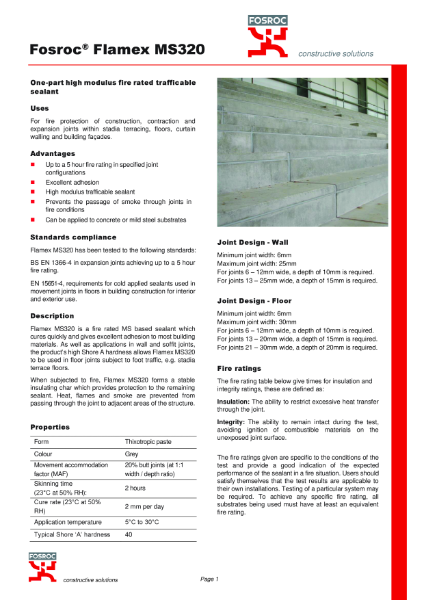 Fosroc® Flamex MS320 Technical Data Sheet | NBS Source