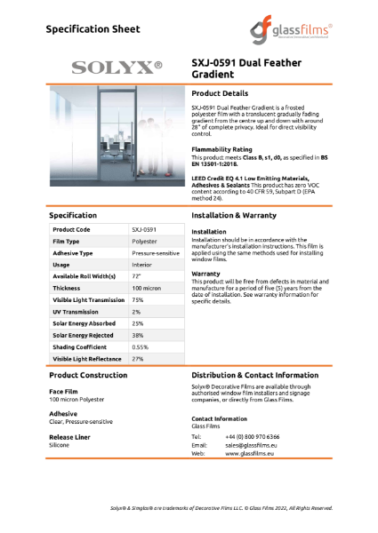 SXJ-0591 Dual Feather Gradient Specification Sheet | NBS Source
