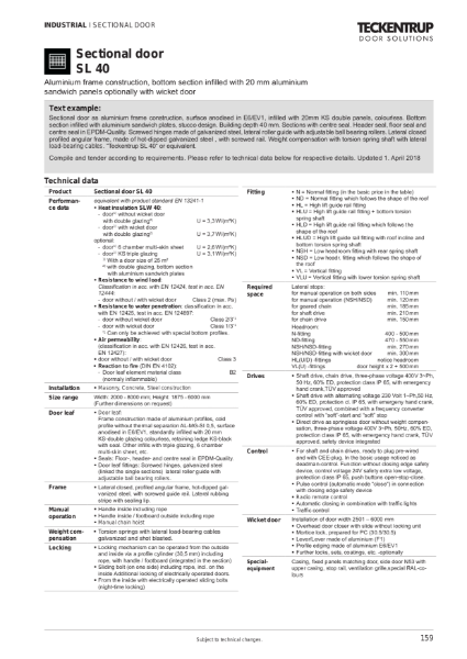 SL 40 Technical Data Sheet | NBS Source