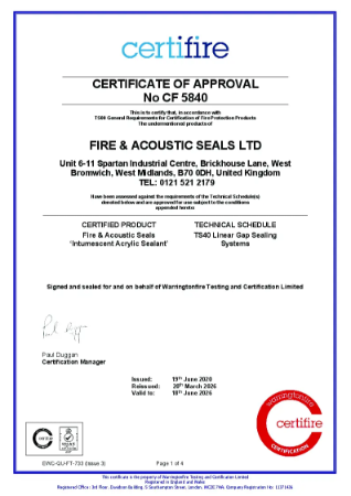 Certifire Certificate - Intumescent Acrylic Sealant | Fire & Acoustic ...