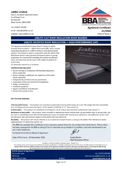 BBA Certificate - Inverted Roof Insulation | BEWI UK Insulation | NBS ...