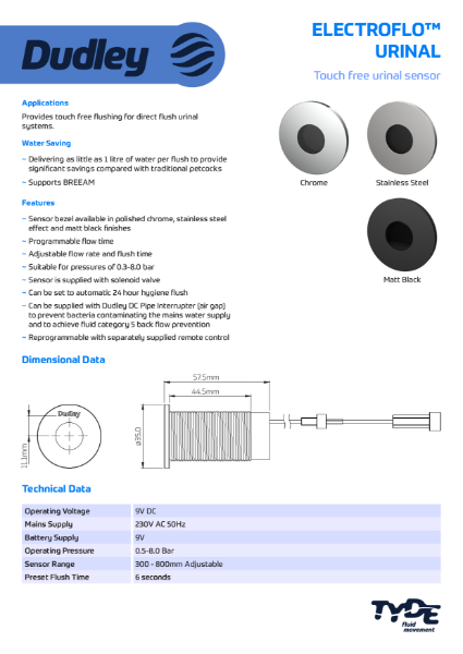 Electroflo™ Touch Free Urinal Sensor | Thomas Dudley | NBS BIM Library
