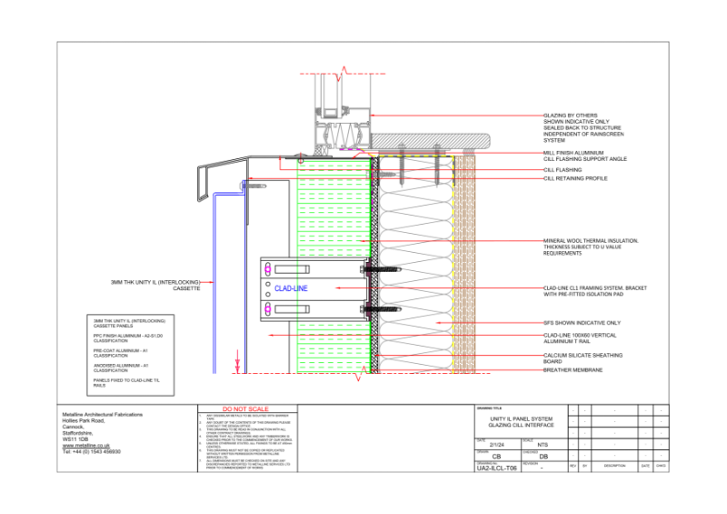 Unity A2 IL-T06 Technical Drawing | Metalline Architectural Fabrications | NBS Source