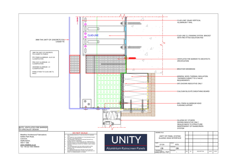 Unity A2 DF-07 Technical Drawing | Metalline Architectural Fabrications ...