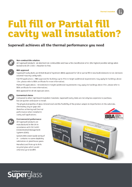 Superglass Superwall Cavity Batt U-Value Guide - Full Fill & Partial ...