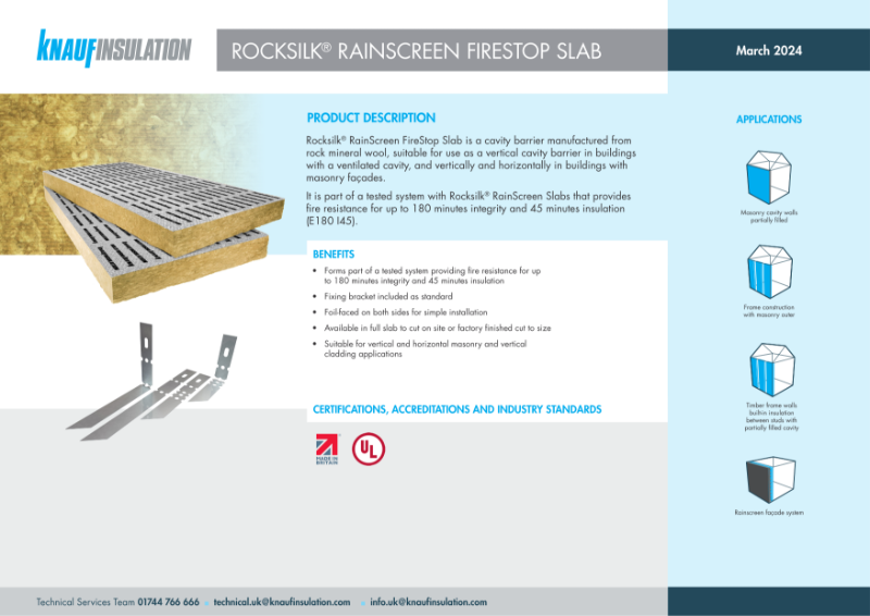 Knauf Insulation Rocksilk® RainScreen FireStop Slab - Product Datasheet ...