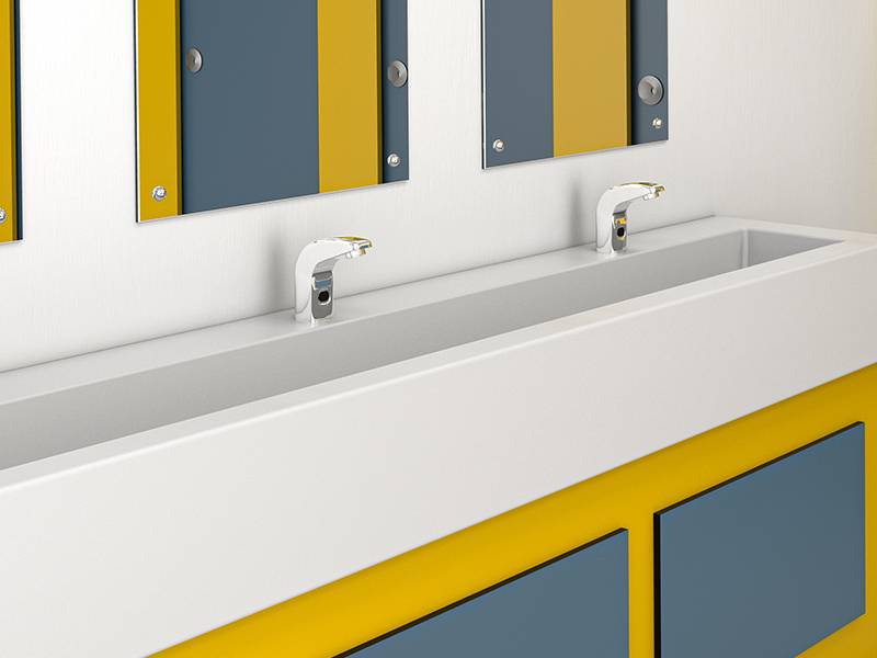 Solid Surface Slim Flat Bottomed Wash Trough With Tap Deck - WT3 Slim | NBS Source