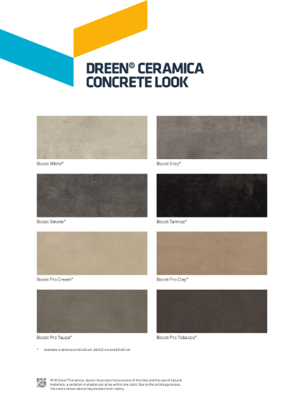 Dreen Ceramica Colour chart Concrete Look | NBS Source