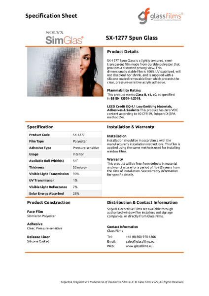 SX-1277 Spun Glass - Semi-transparent Textured Film for Glass | Glass ...