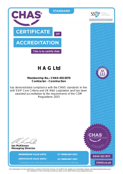 CHAS Certificate of Accreditation | HAG Ltd. - The Door Specialists ...